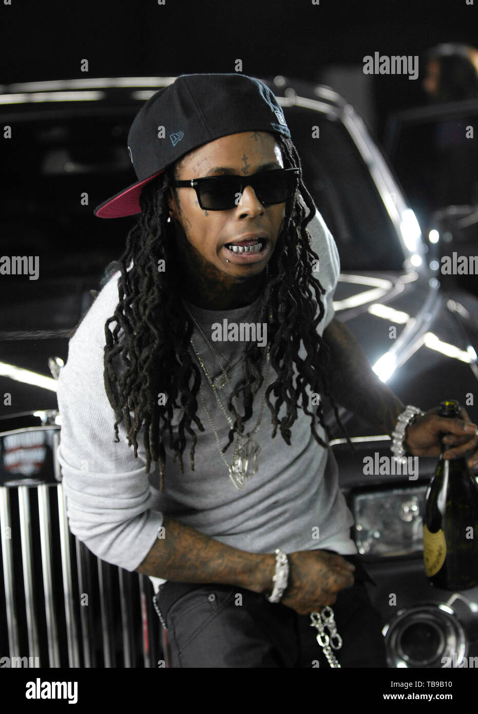 Rapper Lil Wayne on the set of his music video with Young Money called ...