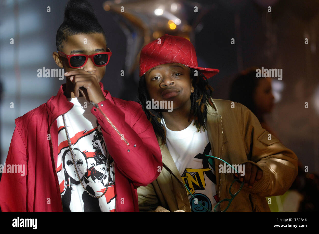 (L-R) Lil Twist and Lil Chuckee on the set of Lil Wayne's music video ...
