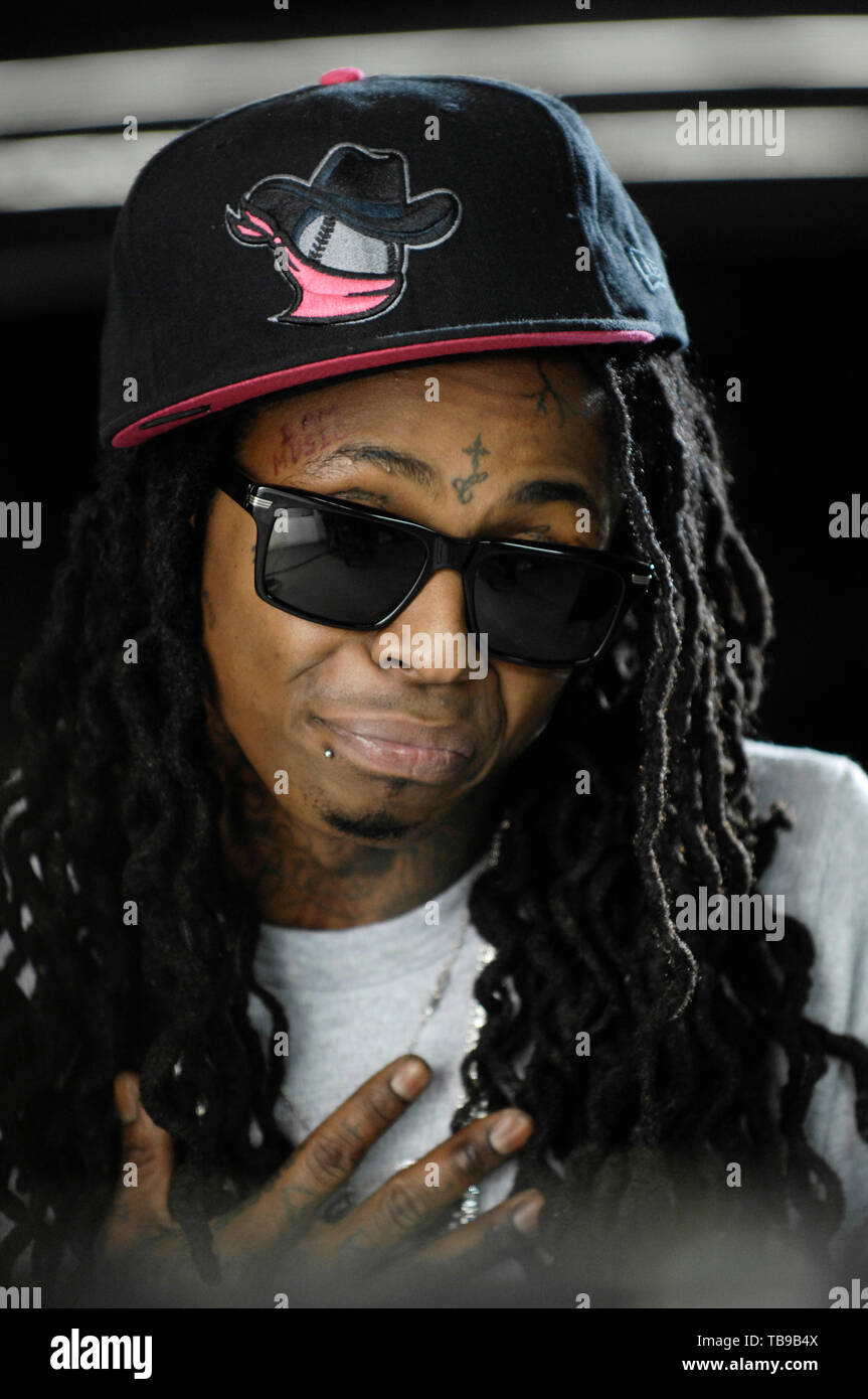 Rapper Lil Wayne on the set of his music video with Young Money called ...