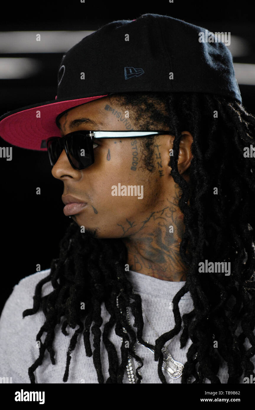 Rapper Lil Wayne on the set of his music video with Young Money called ...