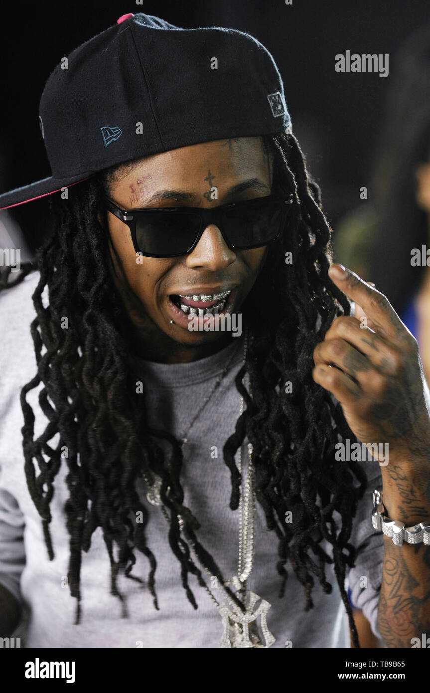 Rapper Lil Wayne on the set of his music video with Young Money called ...