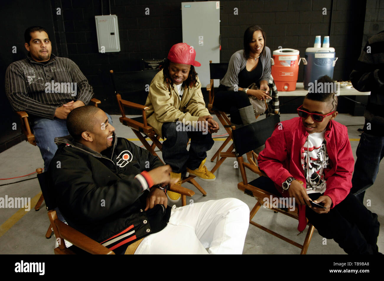 ( L-R) Musicians Omarion, Lil Chuckee, and Lil Twist on the set of ...