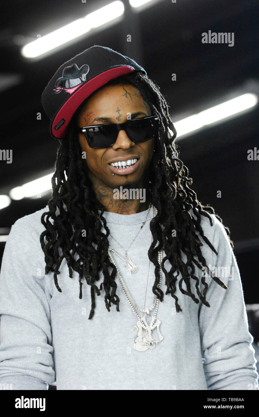 Rapper Lil Wayne on the set of his music video with Young Money called ...