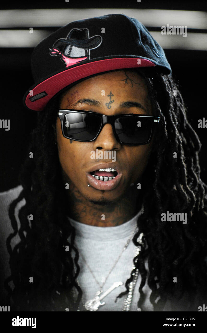 Rapper Lil Wayne on the set of his music video with Young Money called ...