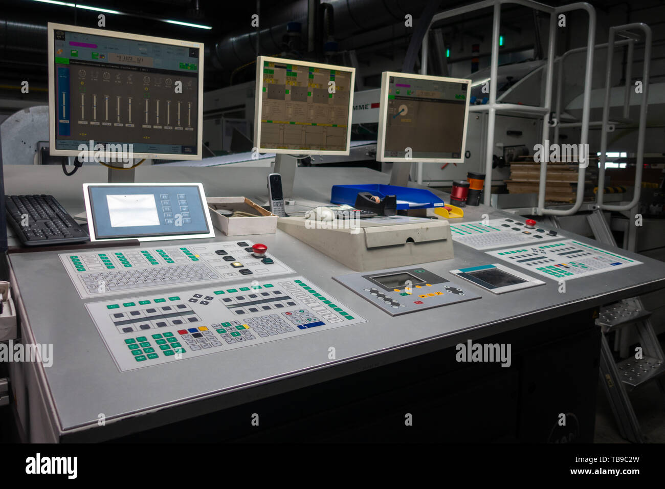 Control Cockpit Industrial Printing Equipment Buttoms Dials Screens ...