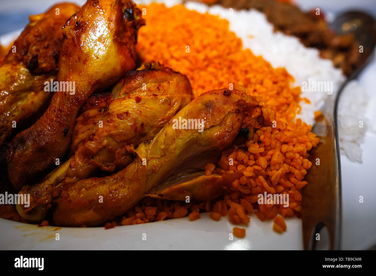 Roasted chicken with red rice turkish styles food cuisines Stock Photo ...