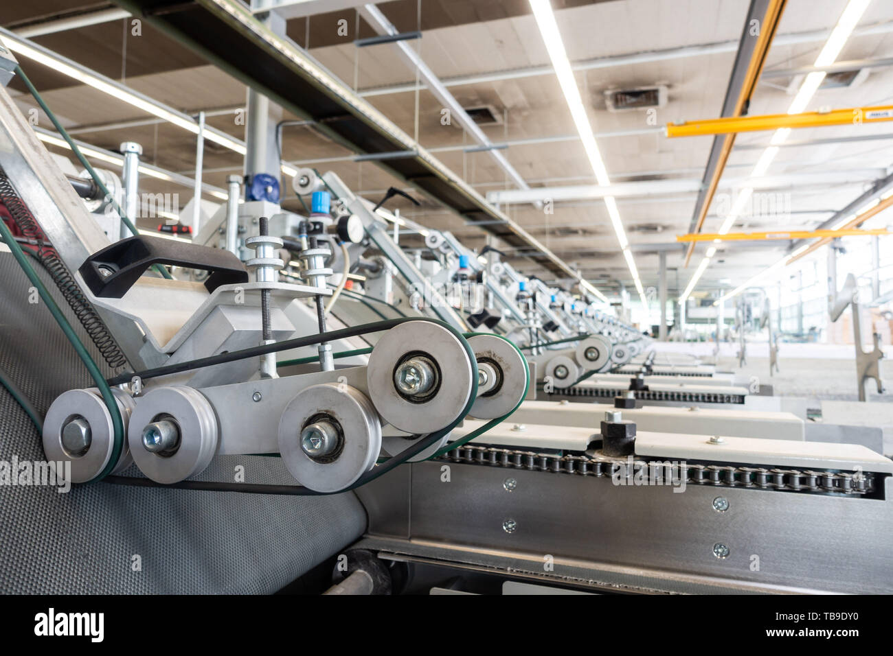 Folding Machine Output Hopper Stacks Wheels Closeup Industrial Machine ...