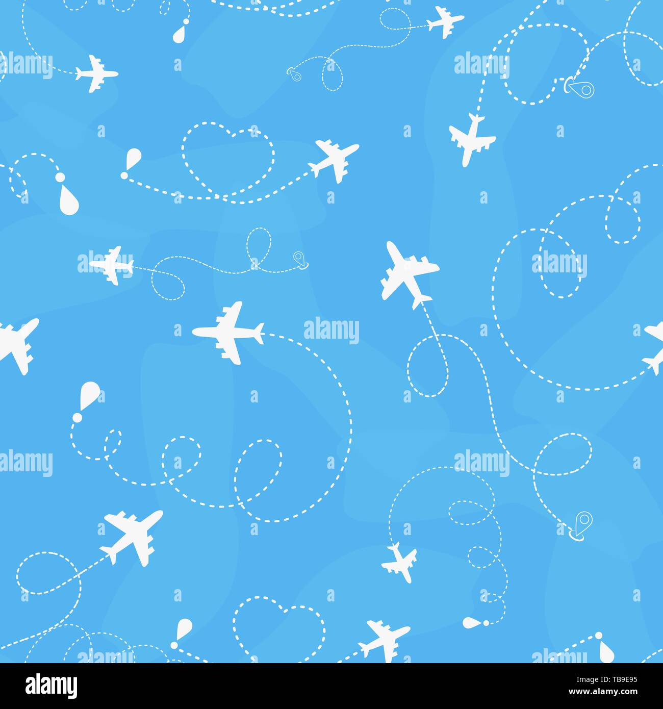 Travel around the world airplane routes seamless pattern, background ...