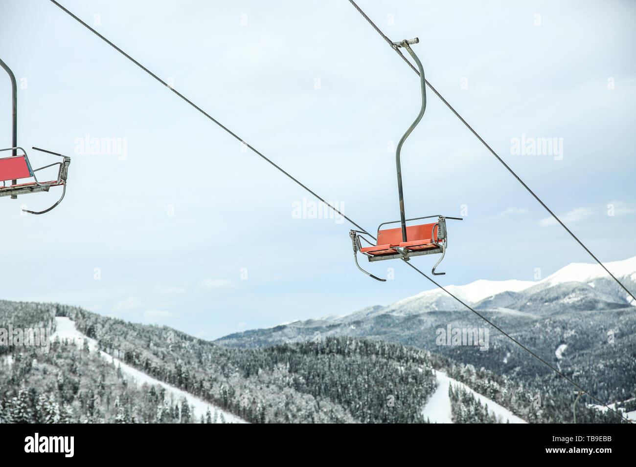 Ski lift at mountain resort Stock Photo - Alamy