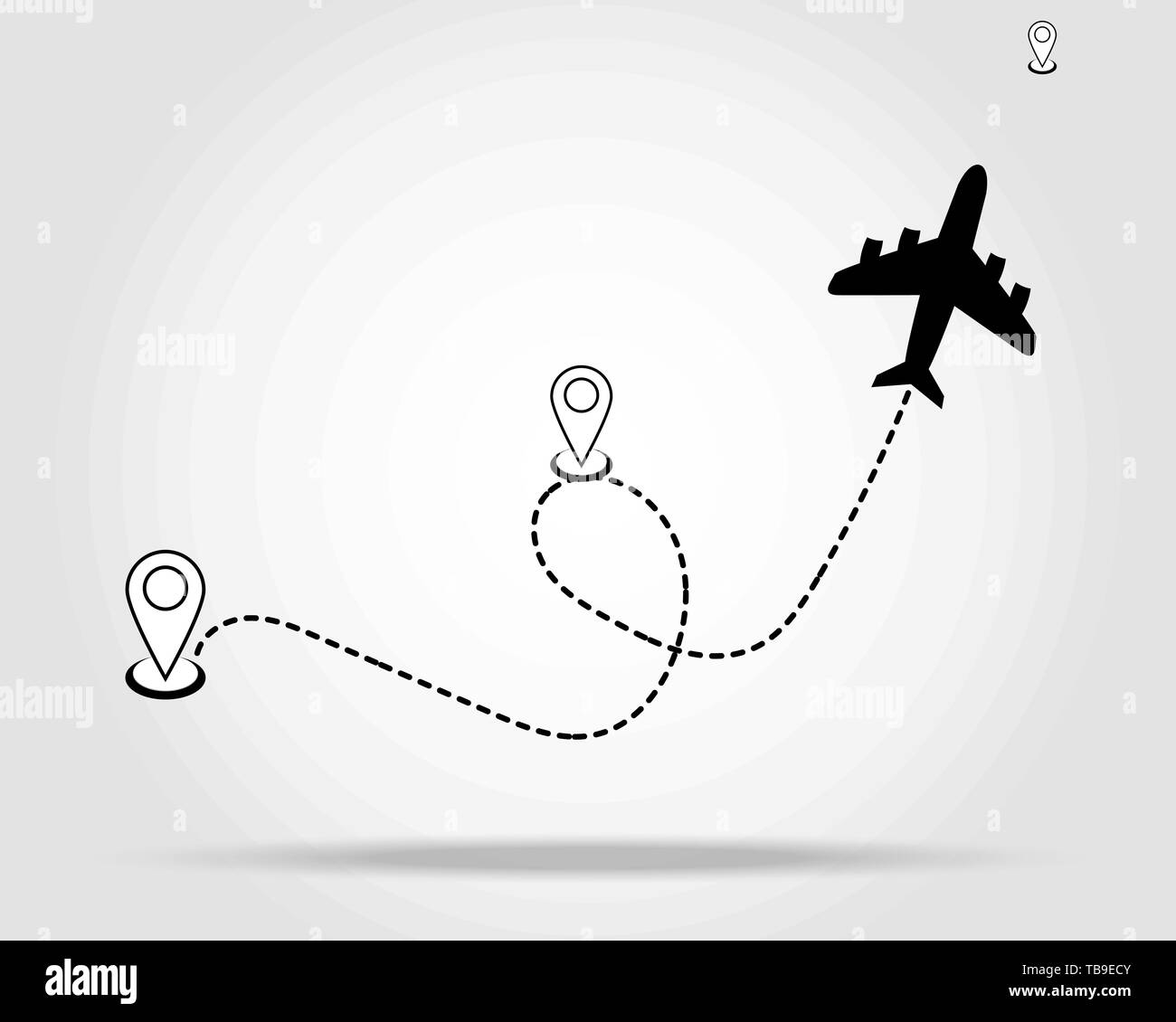 Airplane fligth route or air plane destination line path vector icon ...