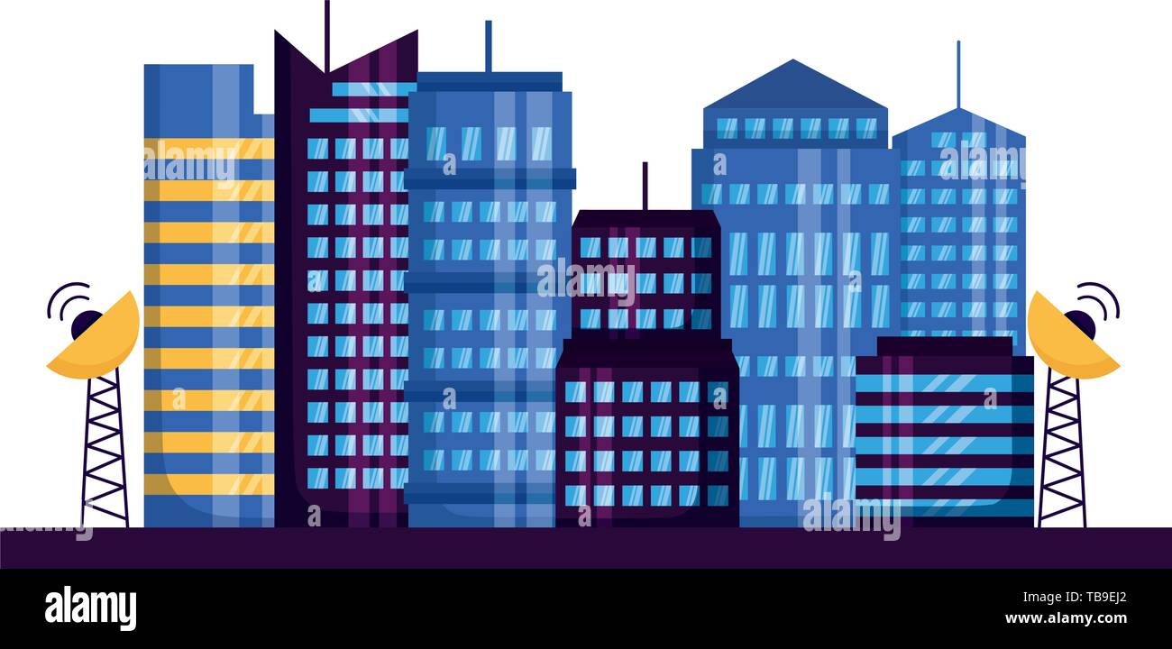 smart city buldings antenna communication Stock Vector Image & Art - Alamy