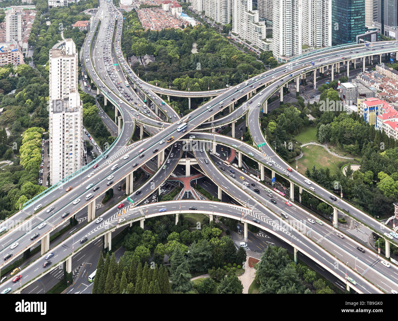 An elevated road network in a bustling city Stock Photo - Alamy