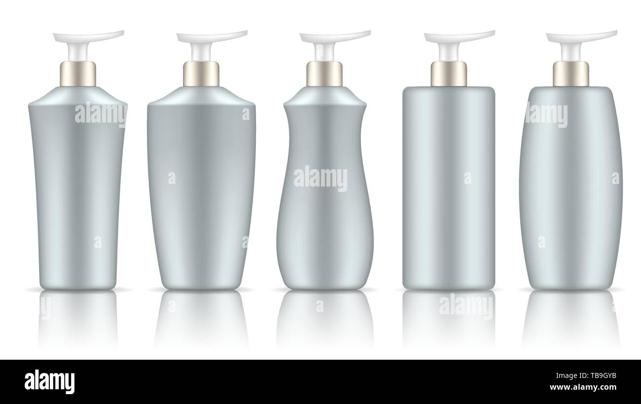 Colorful bottles for cosmetics. Vector set of different shapes with ...