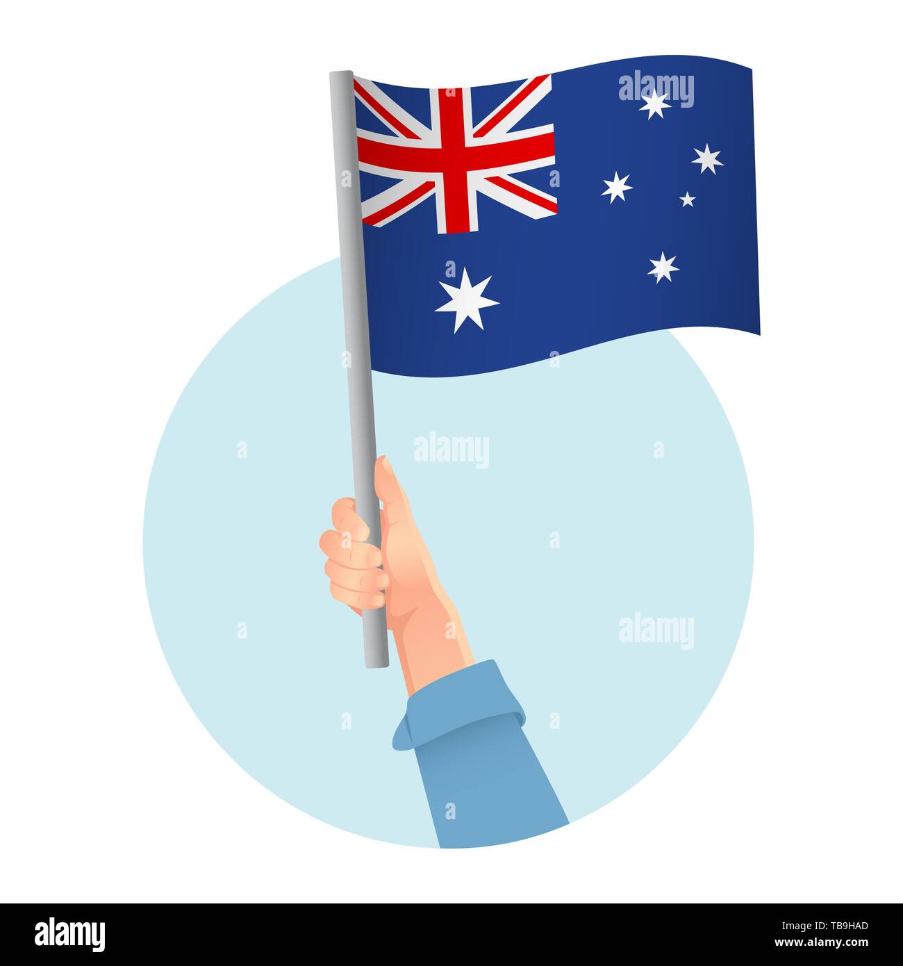 Australia flag in hand. Patriotic background. National flag of ...