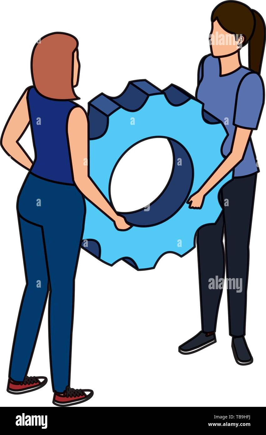 young women lifting gear machine settings Stock Vector Image & Art - Alamy