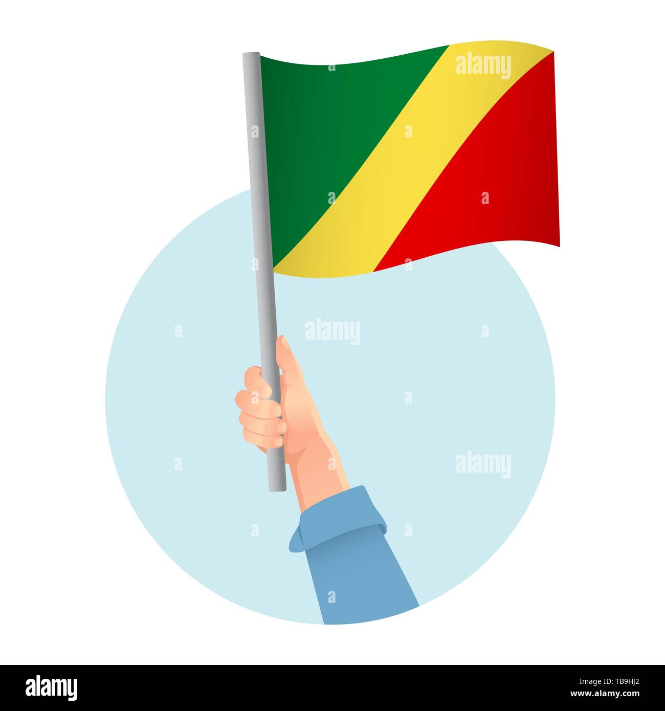 Congo flag in hand. Patriotic background. National flag of Congo ...