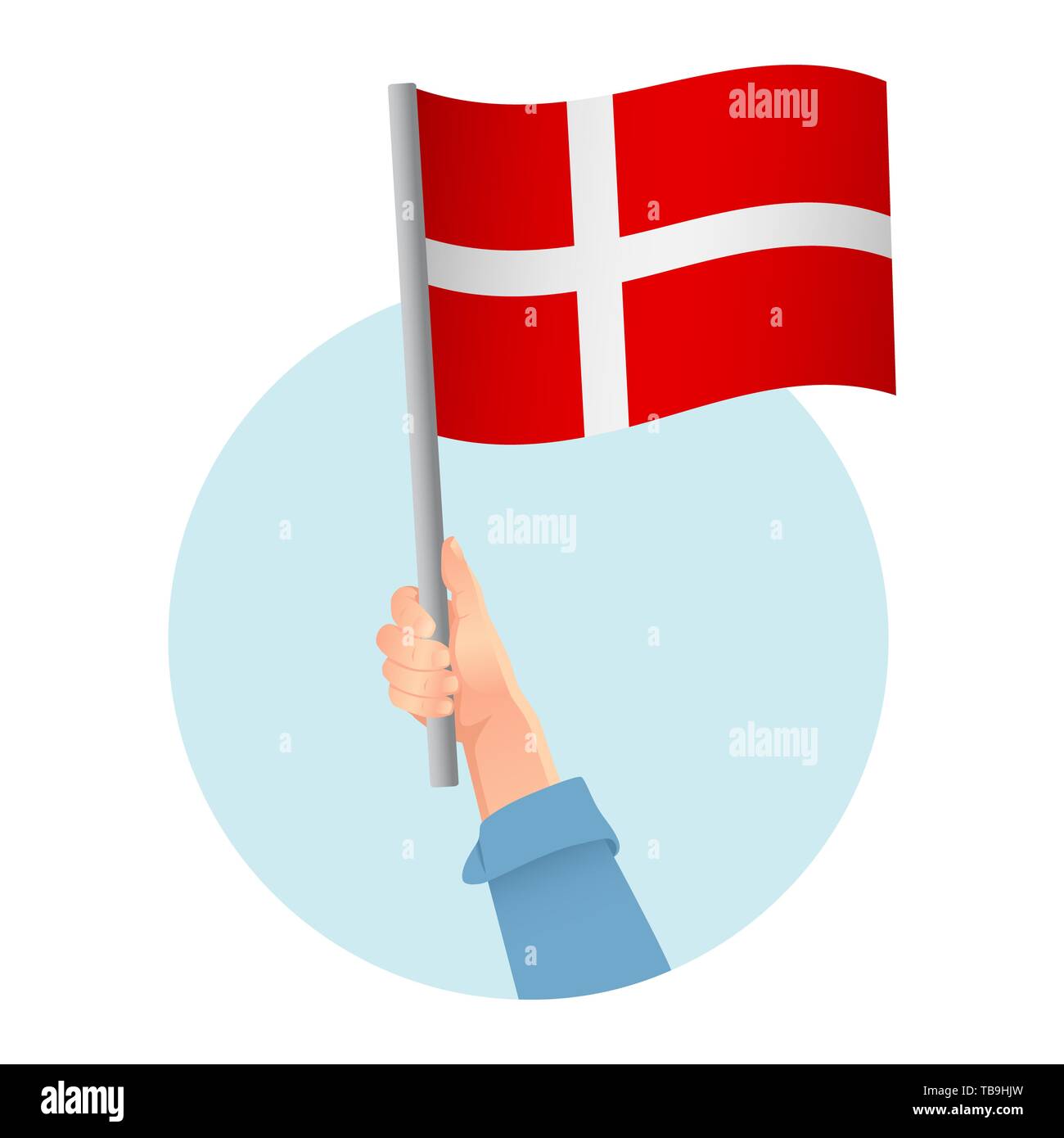 Denmark flag in hand. Patriotic background. National flag of Denmark ...