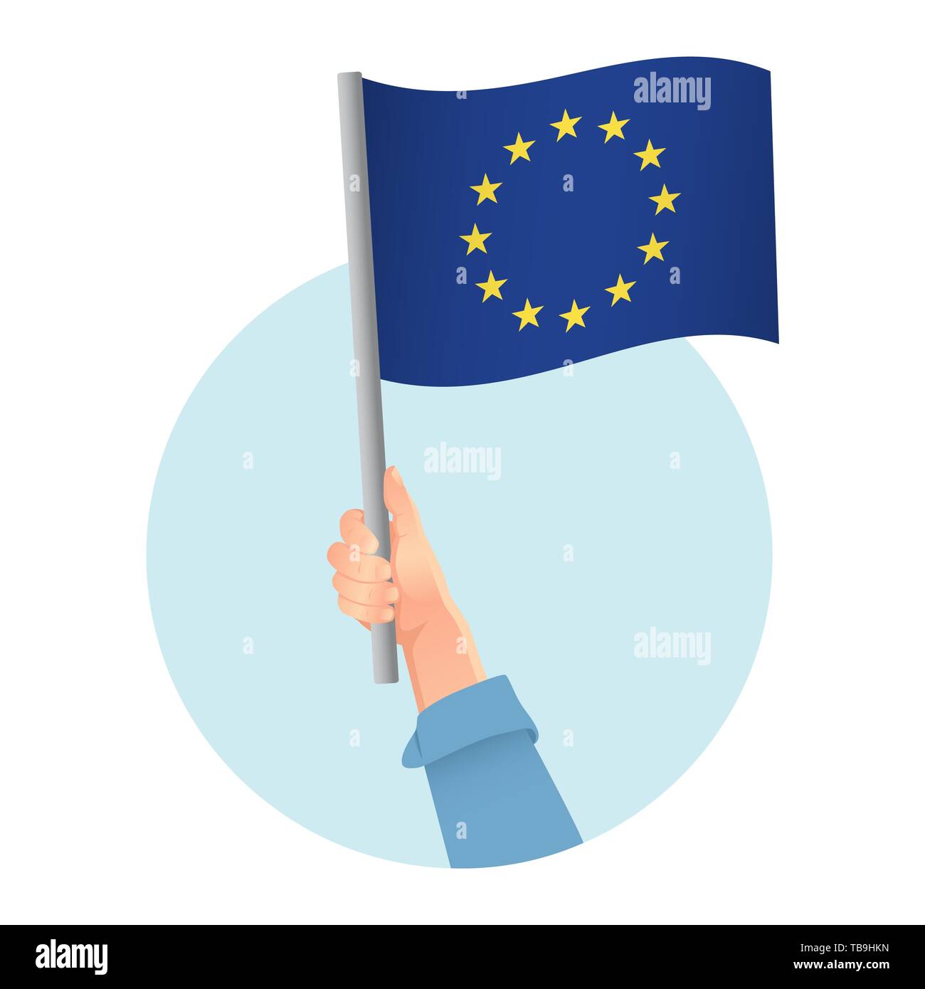 EU flag in hand. Patriotic background. Europe flag illustration Stock ...