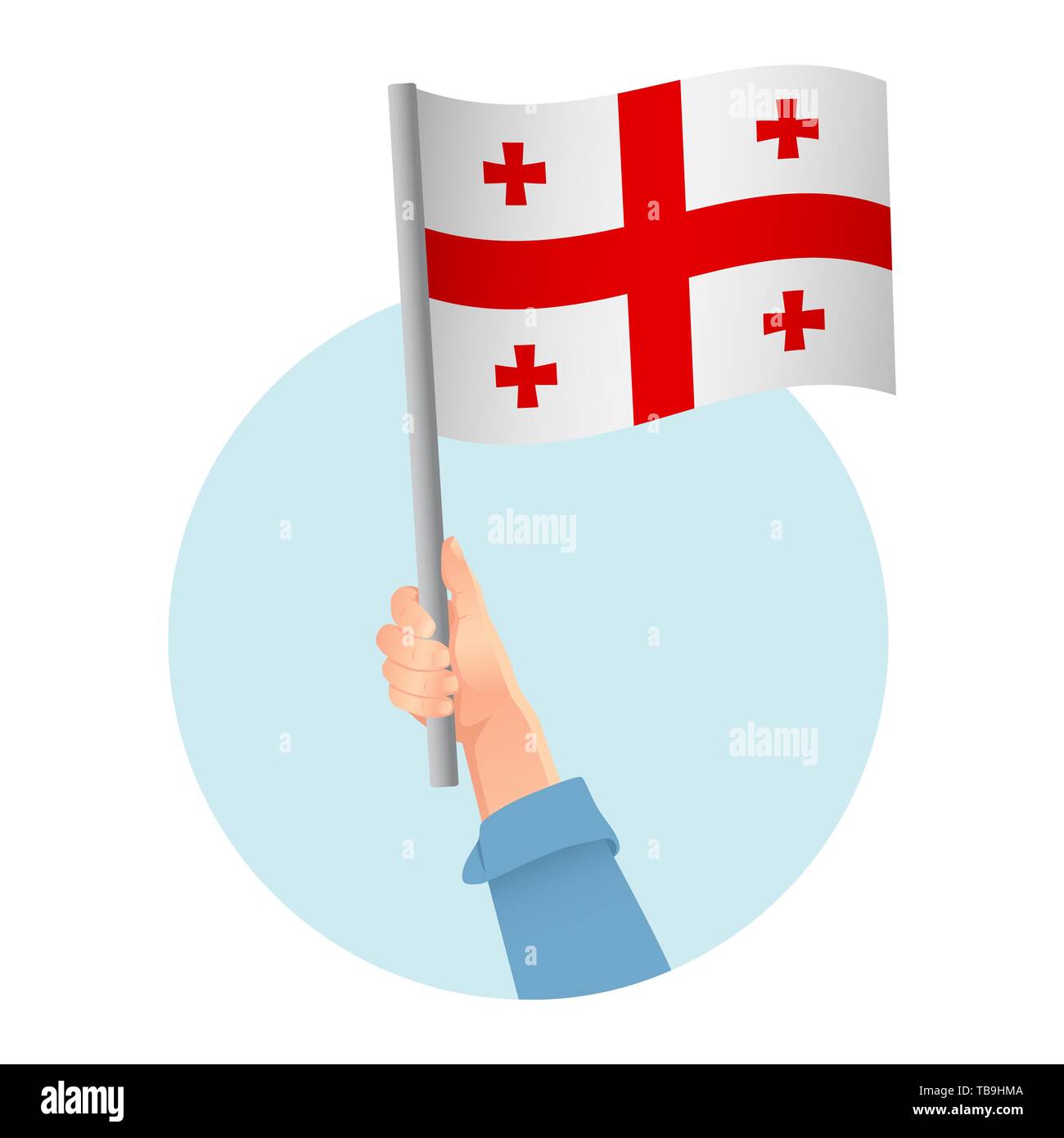 Georgia flag in hand. Patriotic background. National flag of Georgia ...
