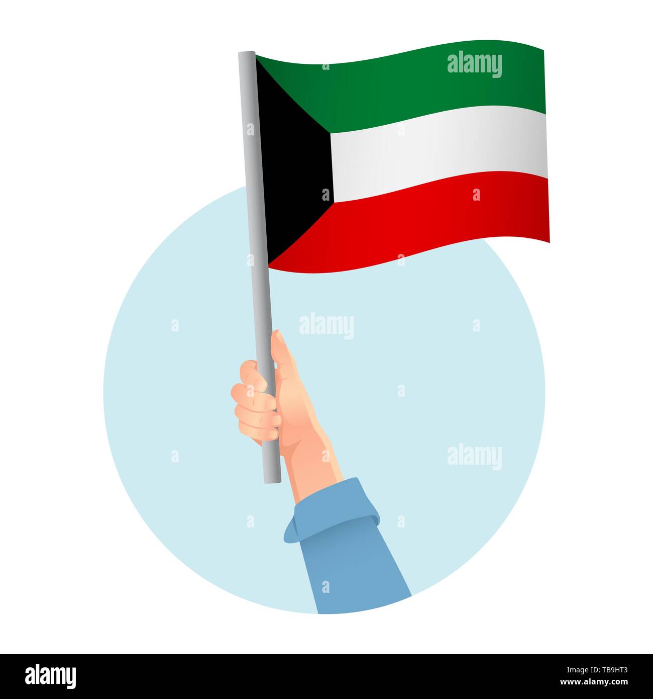 kuwait flag in hand. Patriotic background. National flag of Kuwait ...