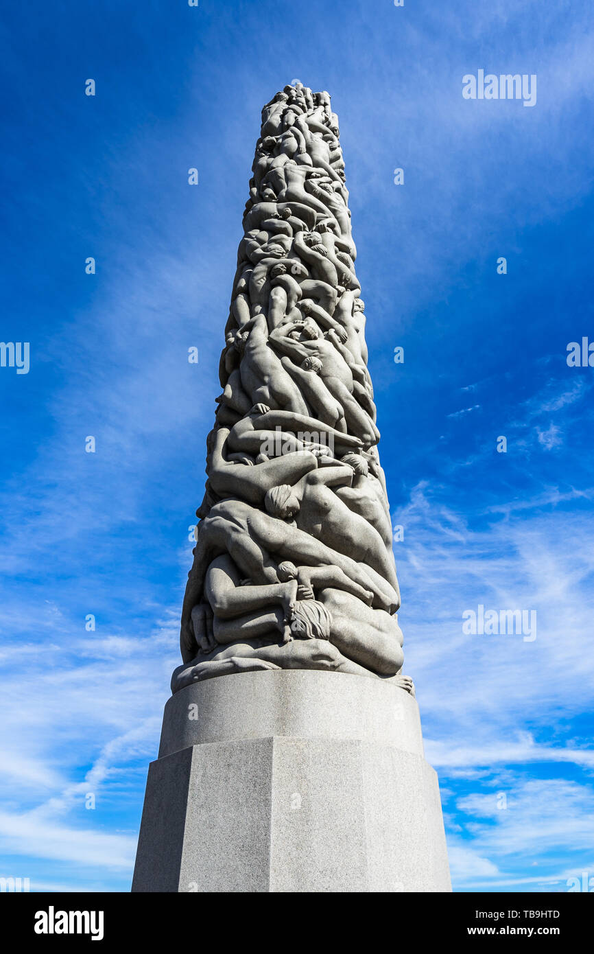 The Monolith by Gustav Vigeland at Frogner Park towers 14 m and is ...