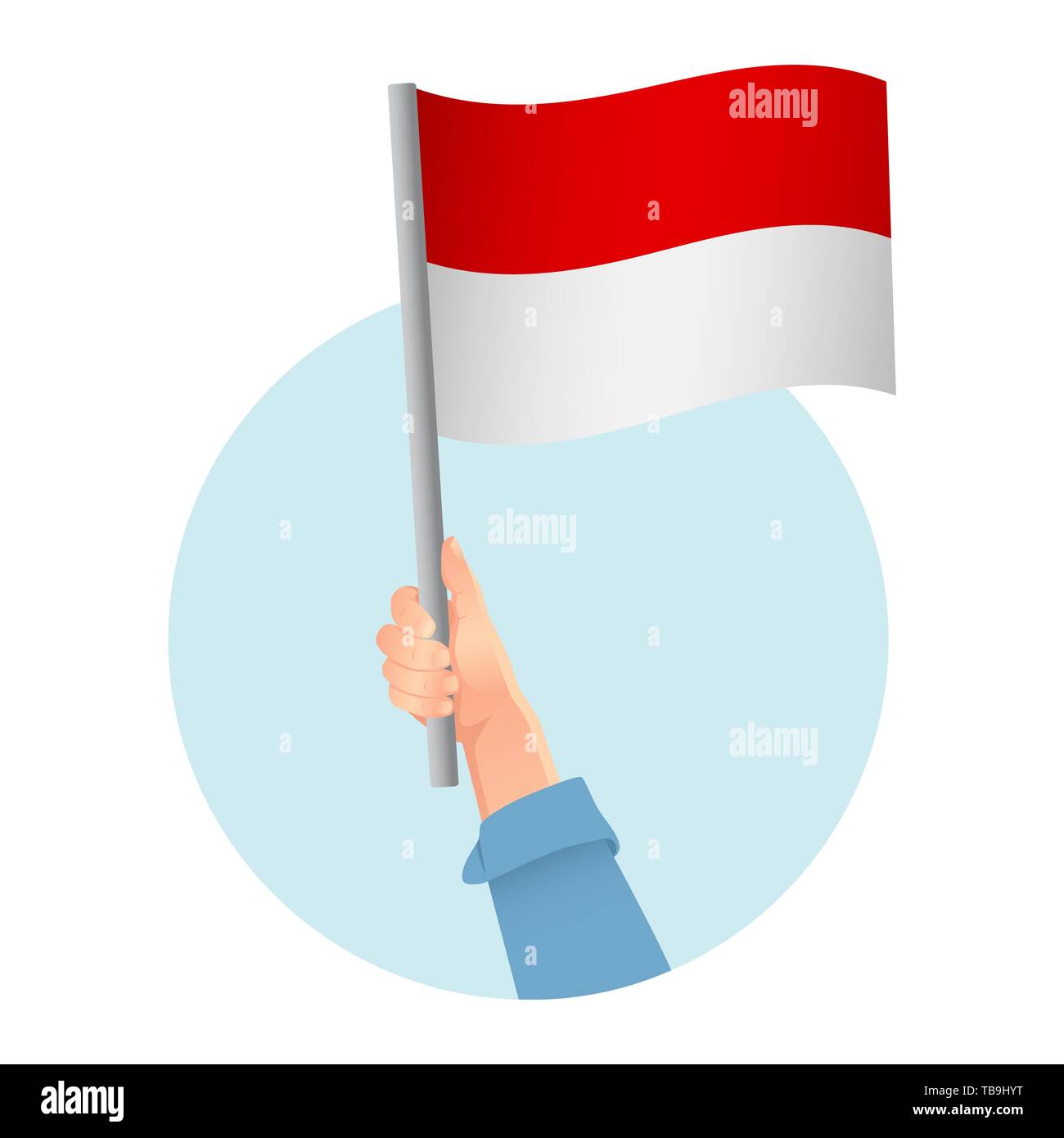 Monaco flag in hand. Patriotic background. National flag of Monaco ...