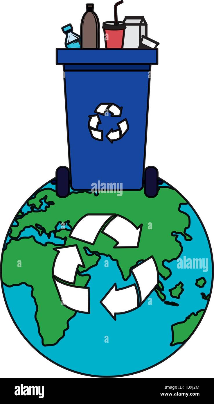 world planet with recycle waste and plastic products Stock Vector Image ...