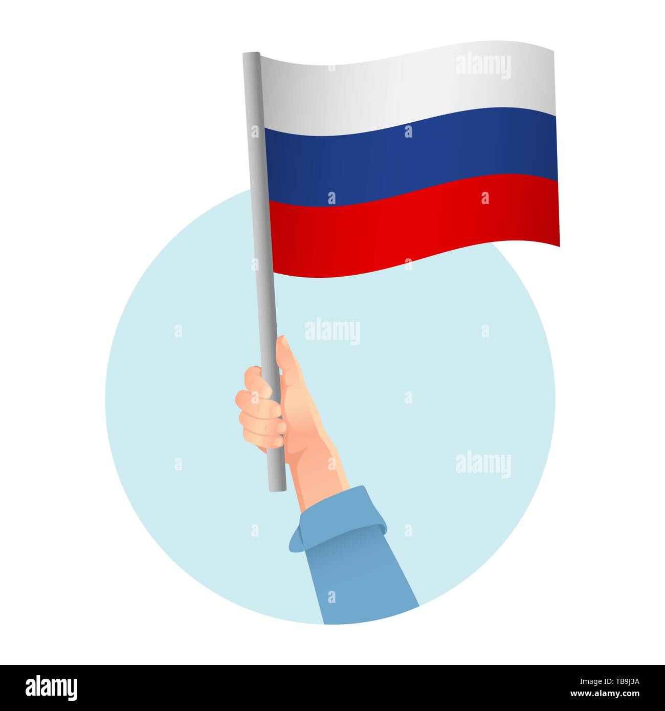 Russia flag in hand. Patriotic background. National flag of Russia ...