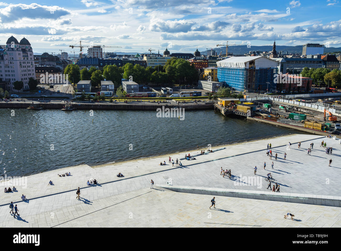 Oslo cityscape viewed form the roof of the Oslo Opera House, Norway ...
