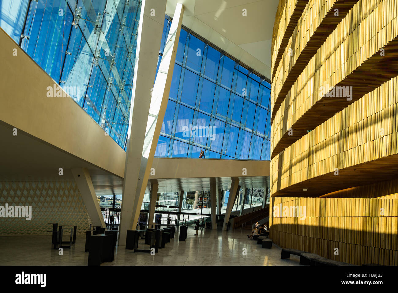 The lobby of Oslo Opera House, the home of the Norwegian National Opera ...