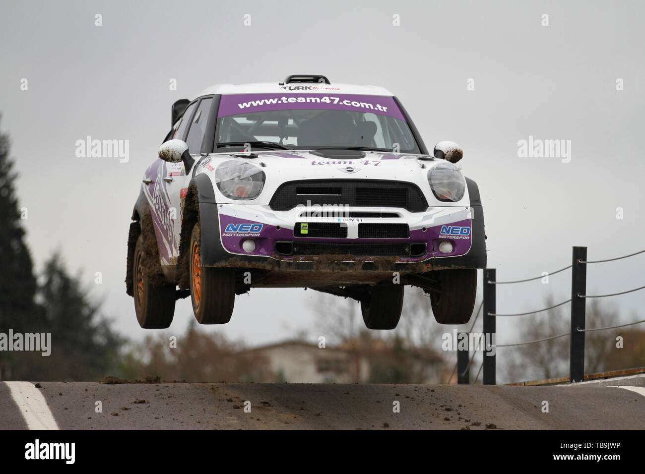 ISTANBUL, TURKEY - DECEMBER 16, 2018: Halim Ates drives Mini JCW WRC ...