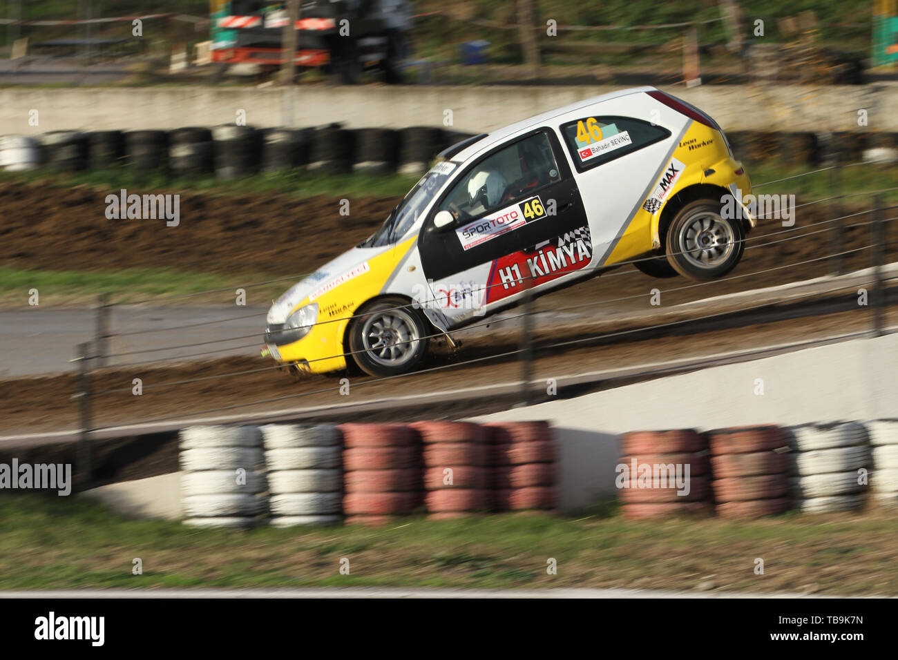 ISTANBUL, TURKEY - DECEMBER 16, 2018: Bahadir Sevinc drives Fiat Palio ...