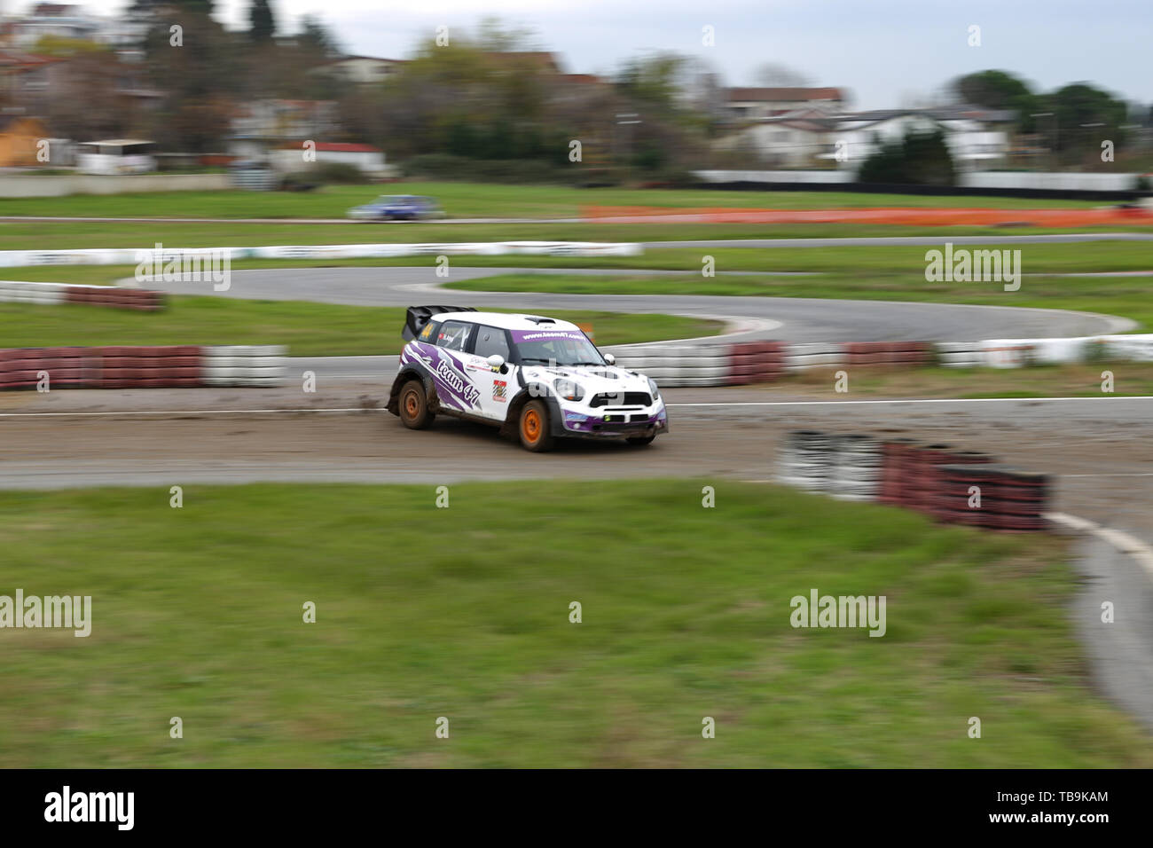 ISTANBUL, TURKEY - DECEMBER 16, 2018: Halim Ates drives Mini JCW WRC ...