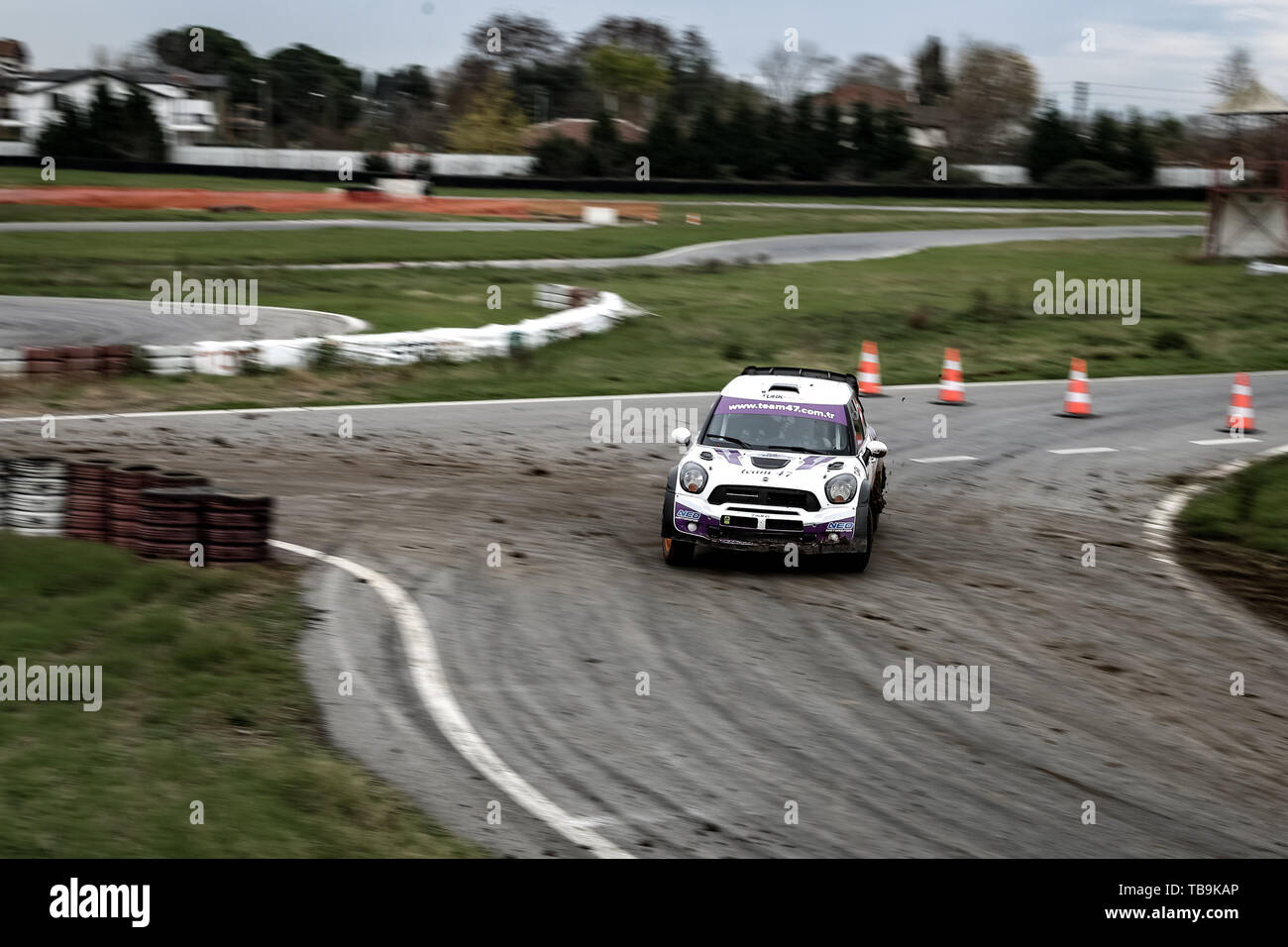 ISTANBUL, TURKEY - DECEMBER 16, 2018: Halim Ates drives Mini JCW WRC ...