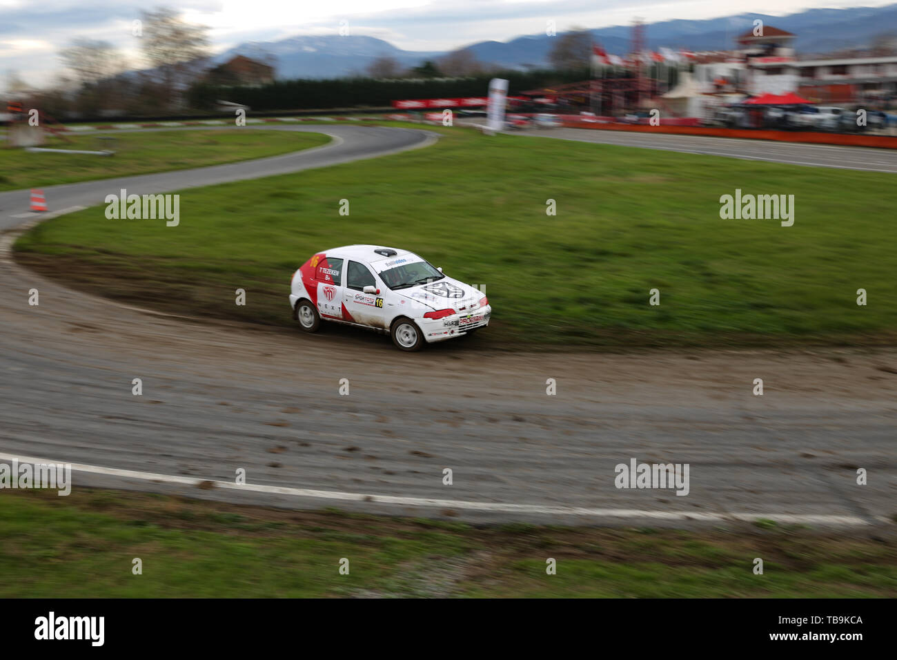 ISTANBUL, TURKEY - DECEMBER 16, 2018: Tolga Tezeken drives Fiat Palio ...