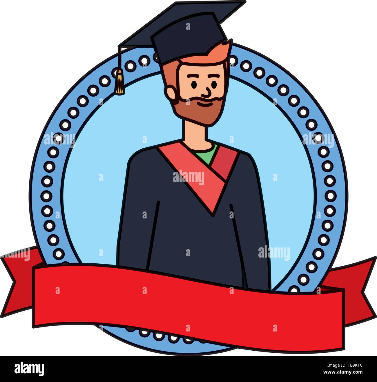 man student graduated with beard in emblem Stock Vector Image & Art - Alamy