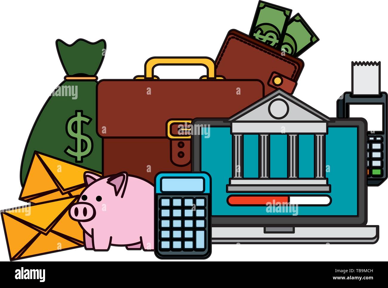 laptop with voucher machine and ecommerce icons Stock Vector Image ...