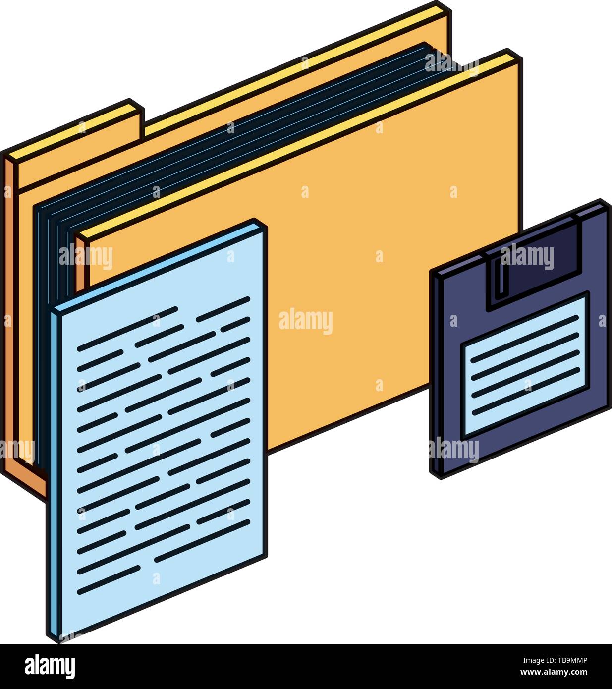 folder with documents files and floppy disk Stock Vector Image & Art ...