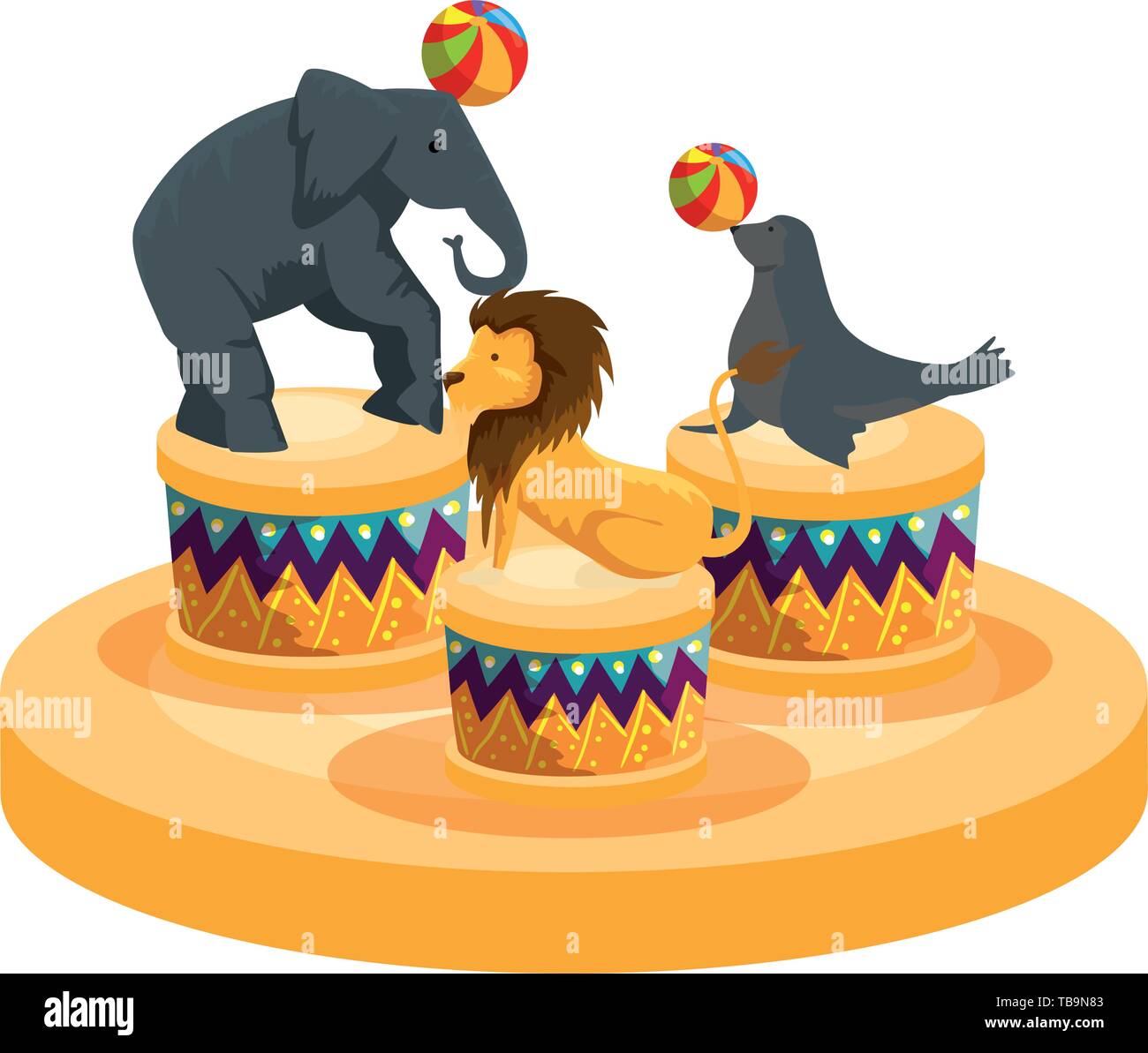 circus animals playing with balloons in steps Stock Vector Image & Art ...