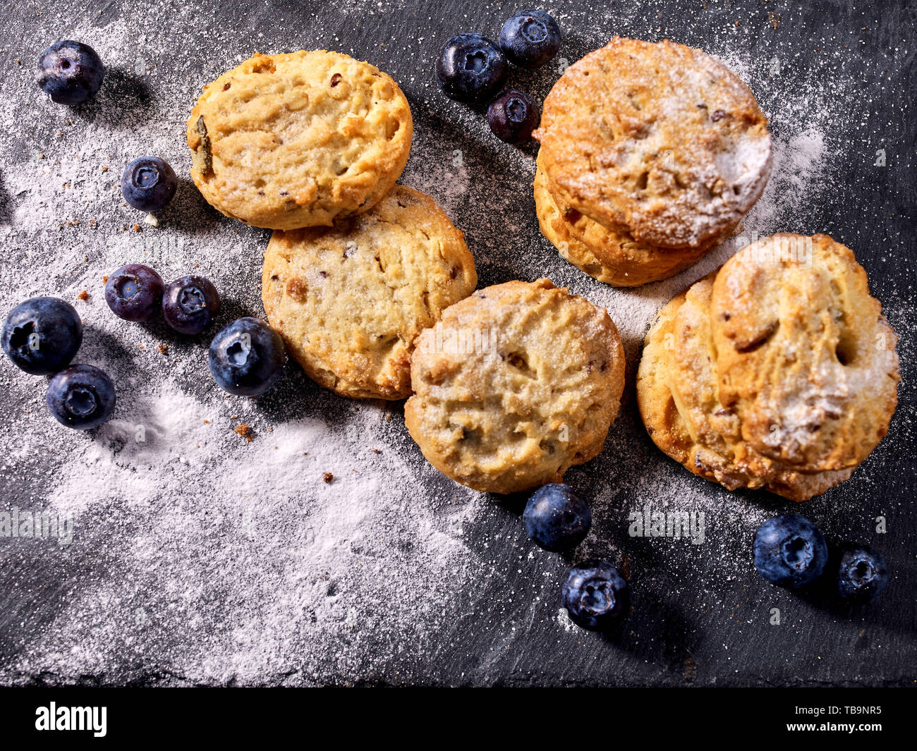 Chocolate chip cookies tied with string. Serving food on slate Stock ...