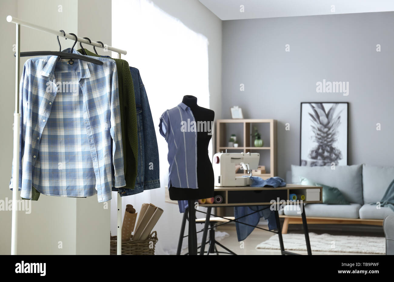 Interior of modern tailor's workshop Stock Photo - Alamy