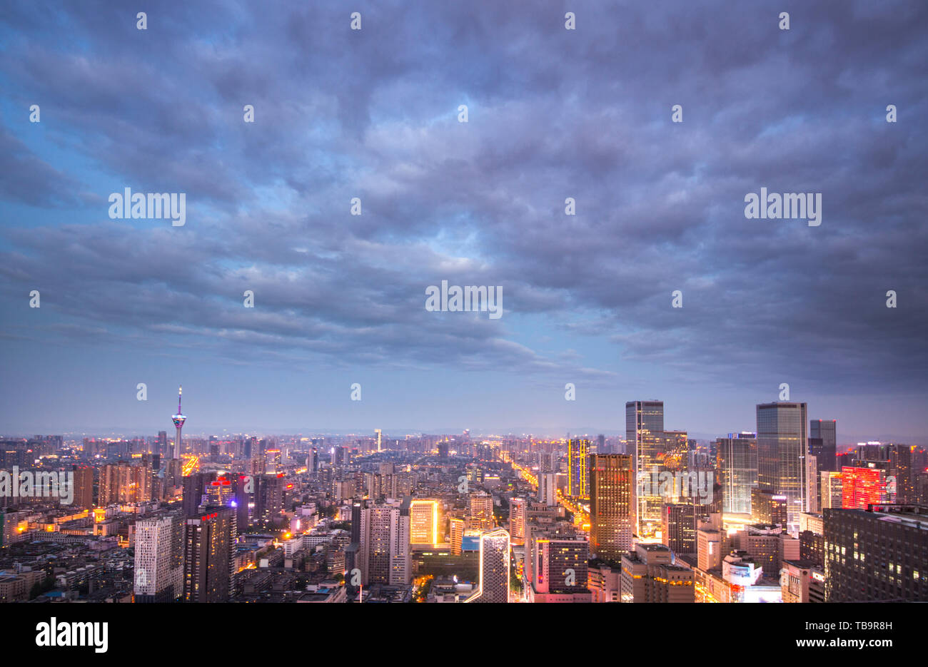 Chengdu city night scenery Stock Photo - Alamy
