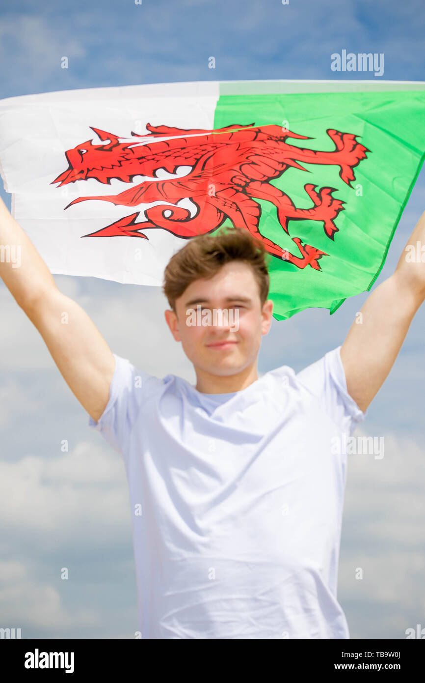 Holding welsh flag hi-res stock photography and images - Alamy