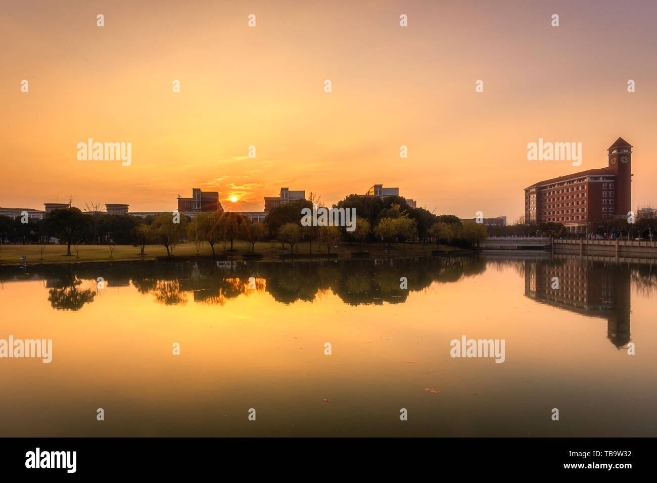 Shanghai Jiaotong University campus dusk Stock Photo - Alamy