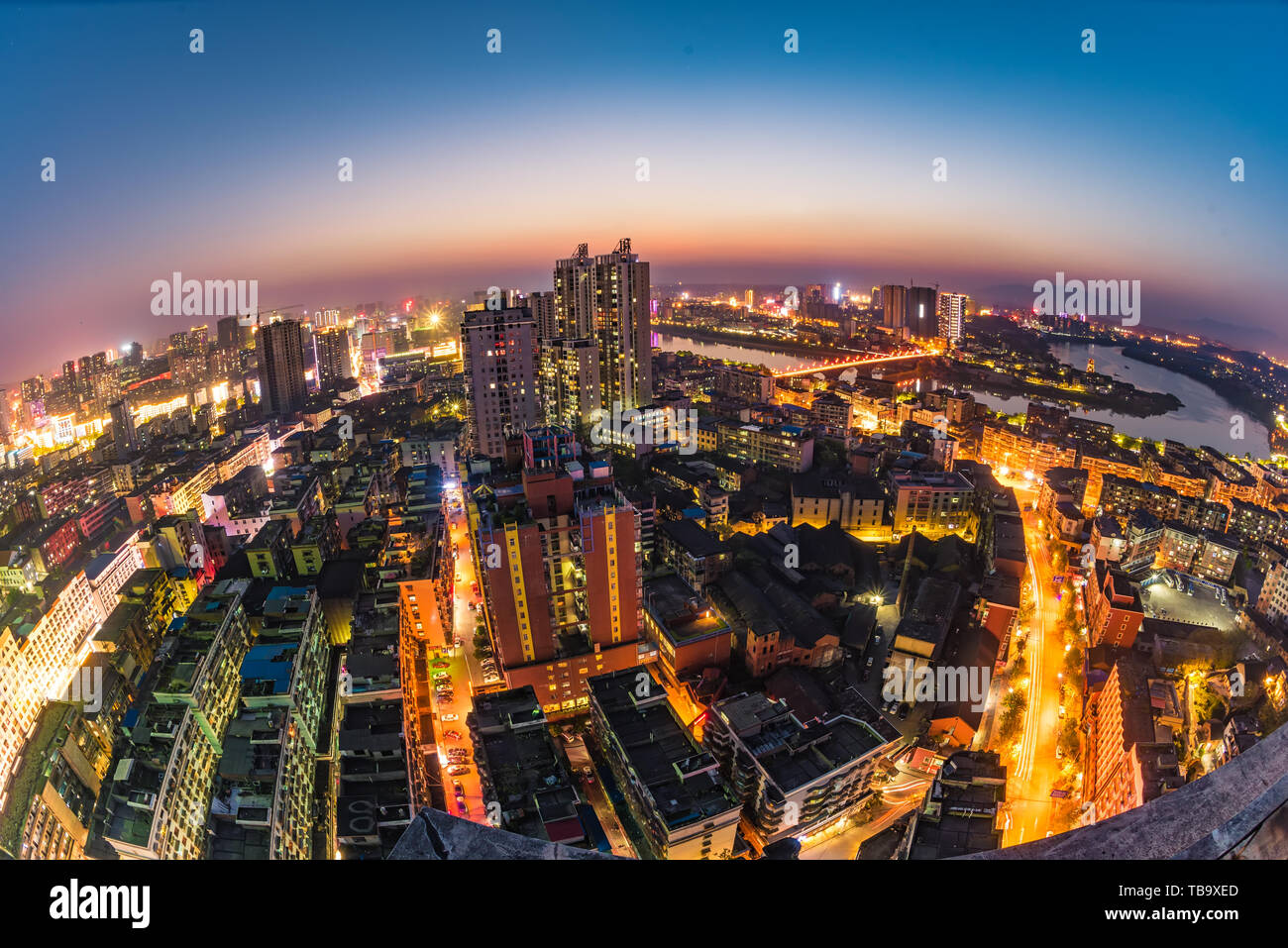 Night View of Shaoyang, Hunan Province Stock Photo - Alamy