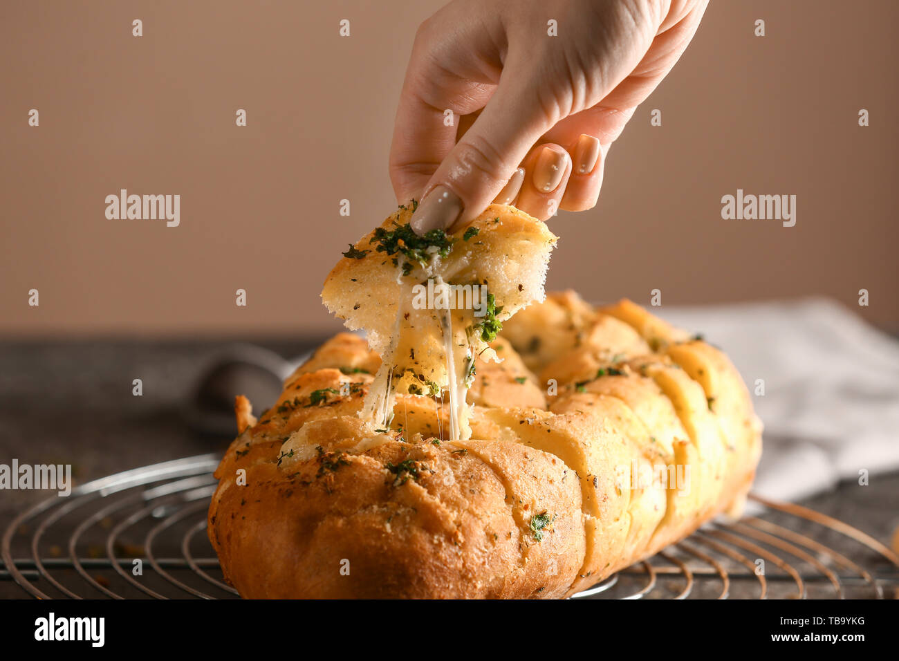 Woman hand taking garlic hi-res stock photography and images - Alamy