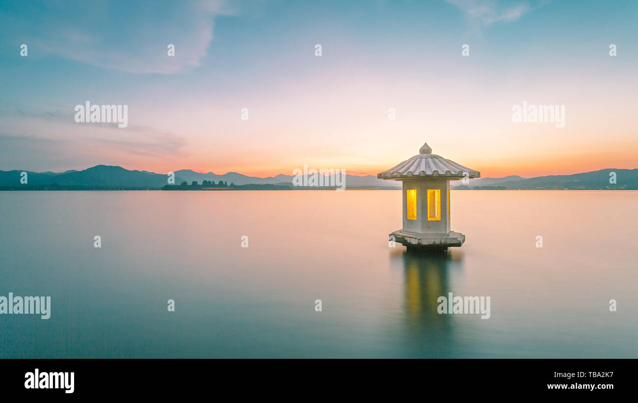 The sunset, the green light Stock Photo - Alamy
