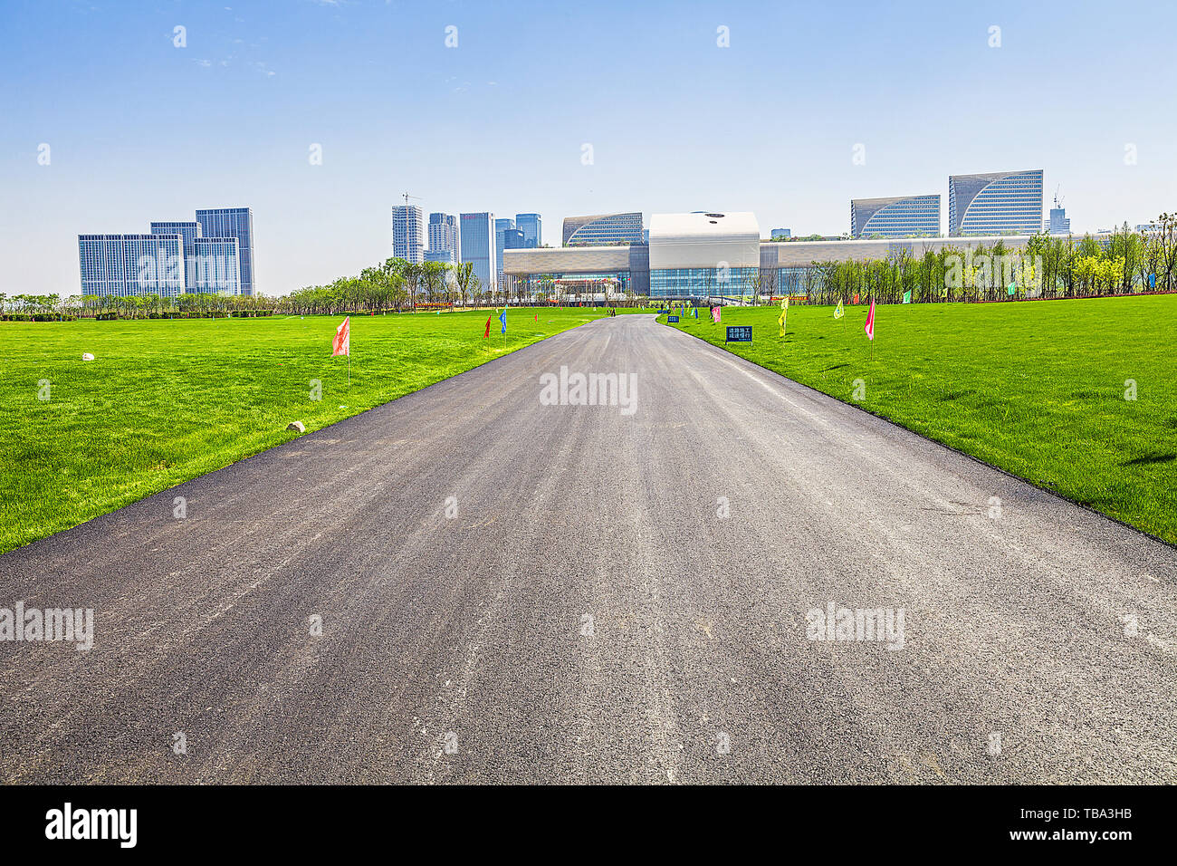 Grassland and Buildings Stock Photo - Alamy