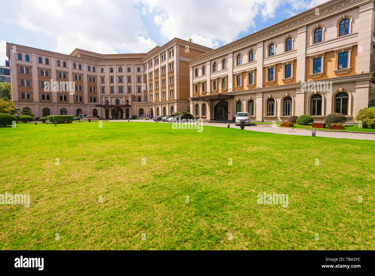 Grassland and Buildings Stock Photo - Alamy