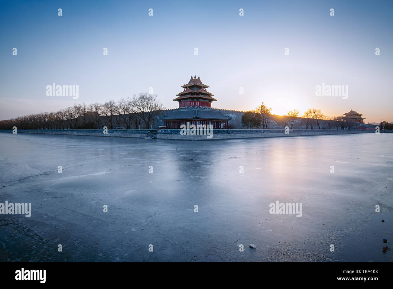 Sunset corner tower Stock Photo - Alamy